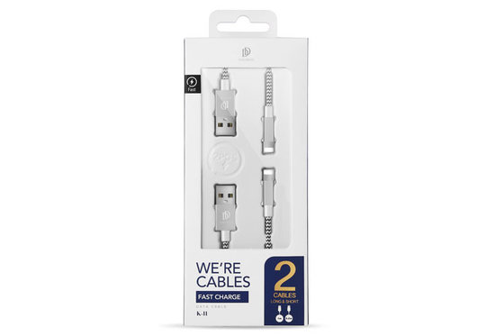 2 Packs iPhone Lightning Cable Premium Braided Nylon Fast Charge Silver Color