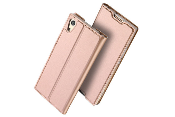 Shockproof PU Leather Sony Phone Covers XA1 Rose Gold Magnets Card Slot Kickstand