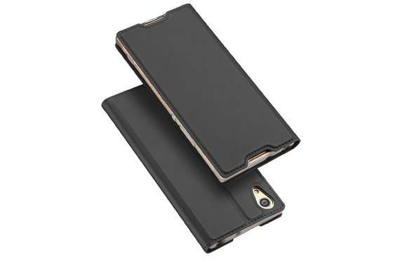 Black Sony Phone Covers XA1 PU Leather Magnets With Card Holder / Kickstand