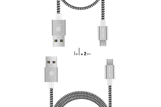 Aluminum Alloy Micro USB Data Cable USB 2.0 Nylon Braided Wire Sliver Color