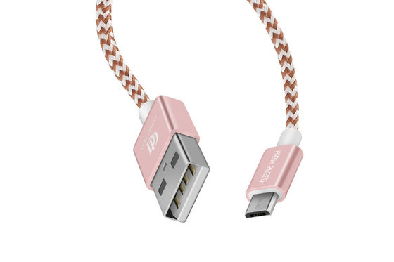 Endurable Micro USB Data Cable USB 2.0 Pink Color 100cm / 20cm Lengths