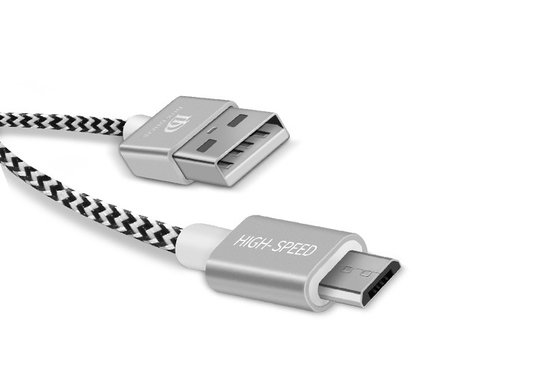 20CM 100CM Data Transfer Cable , Sliver Nylon Braided Mobile Charging Cable