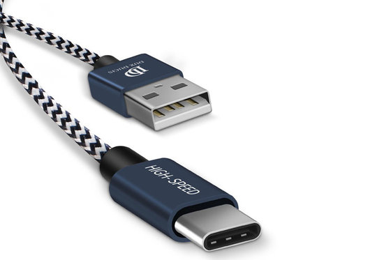 Endurable USB Type C Charging Cable Sync Aluminum Alloy Connector Blue Color