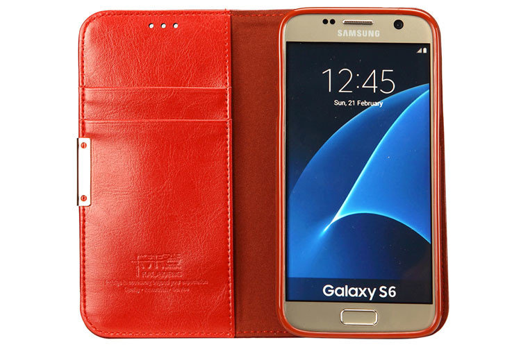 Professional Samsung Galaxy S6 Protective Case Shockproof Red Color With Stand Functional