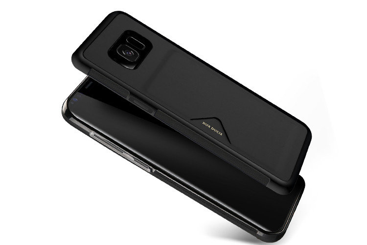 Black PU Leather Samsung Cell Phone Covers Shockproof For Samsung S8