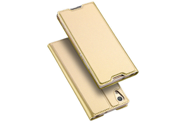 Professional Gold Sony XA1 Cover , Card Slot PU Leather Sony Flip Case
