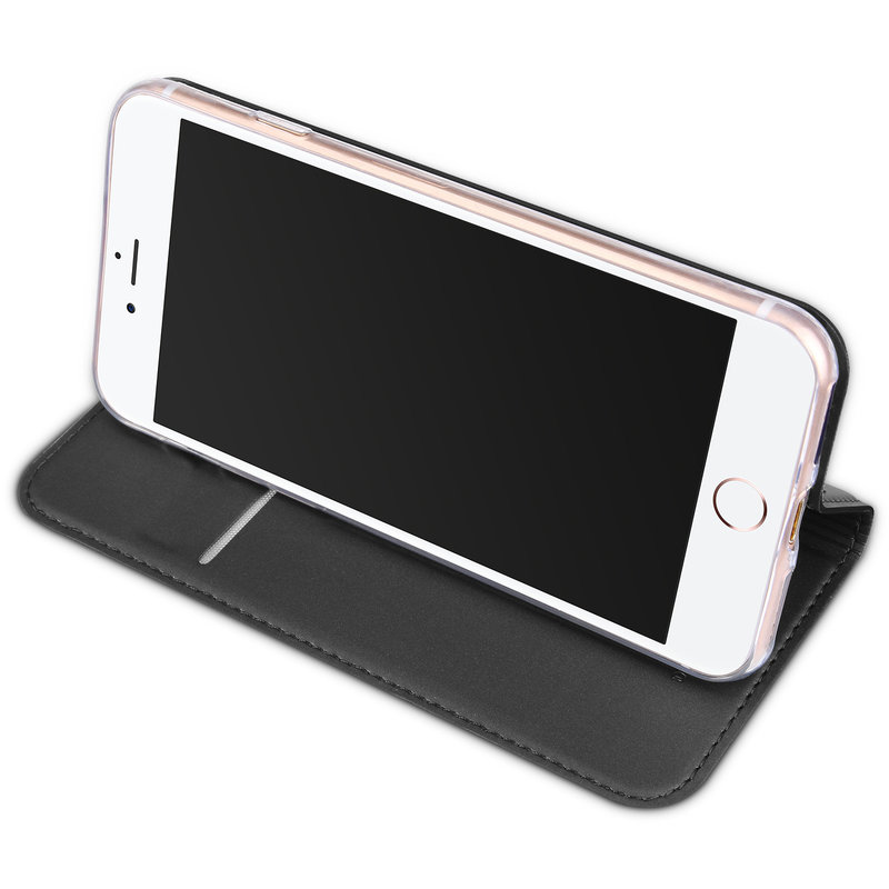Grey smartphone Endurable Magnetic Folio iPhone 8 leather phone case with card holder