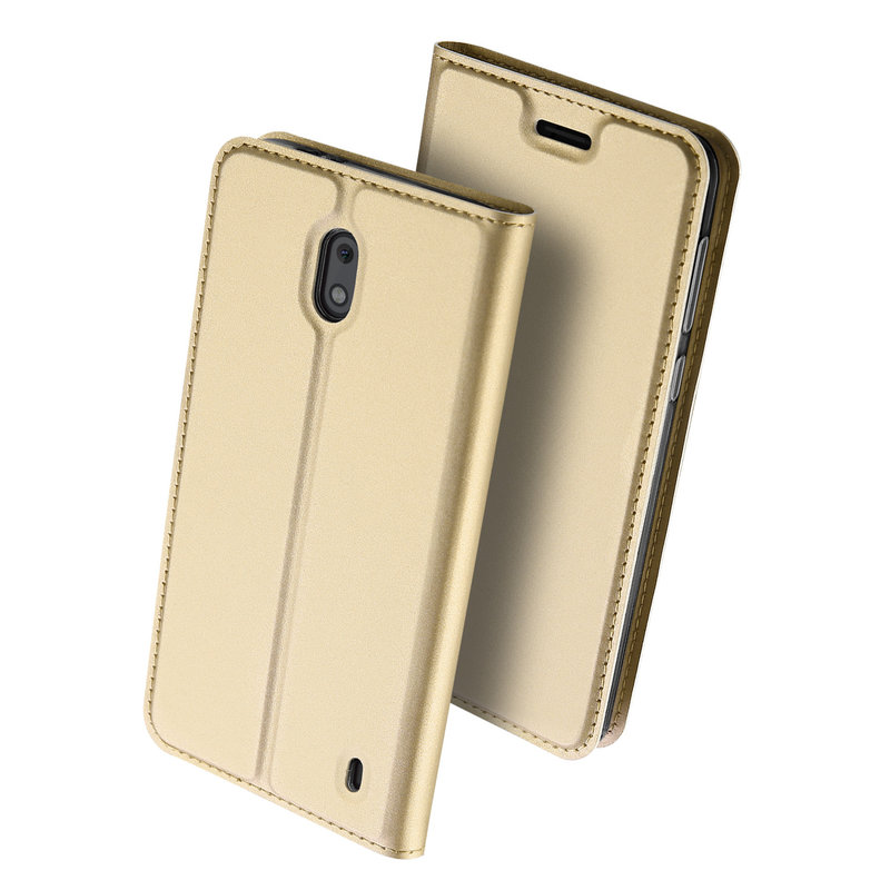 PU Leather Mobile Phone Cover Cases , Gold Leather Iphone Wallet Case For Nokia 2