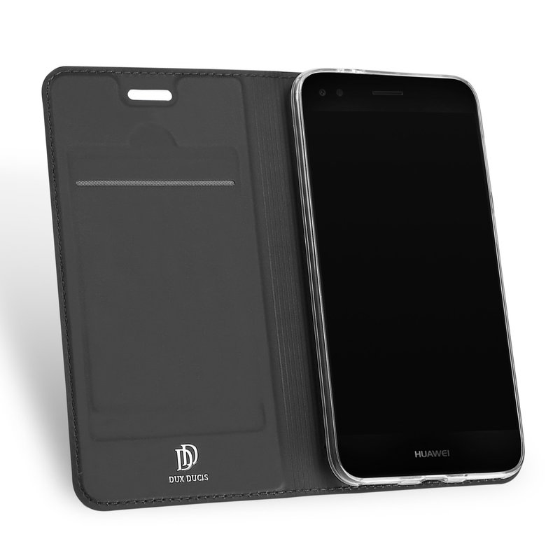 Grey Color Huawei P9 Lite Cover , Mini Huawei Y6 Flip Cover With Card Slot
