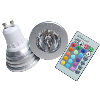 Auto Color Decorative GU10 1 * 3W Remote Control 16 - Color RGB LED Spotlight Bulbs