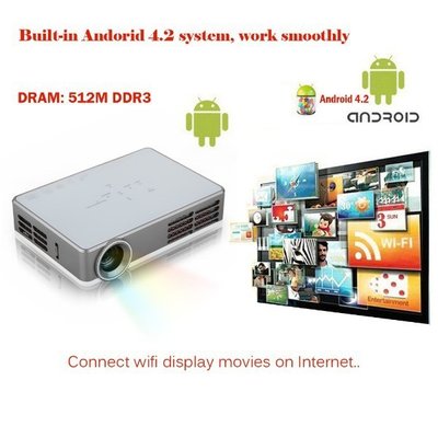 Android OS WiFi DLP300W Portable Proyector Home Theater 3D Projector In Spanish