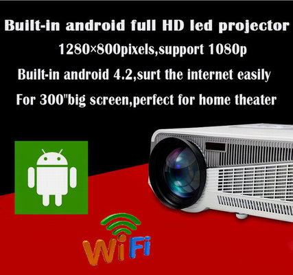 Native HD Led Digital Android Smart Projector 100 Inch Screen 4500 Lumens 1280 x 800dpi