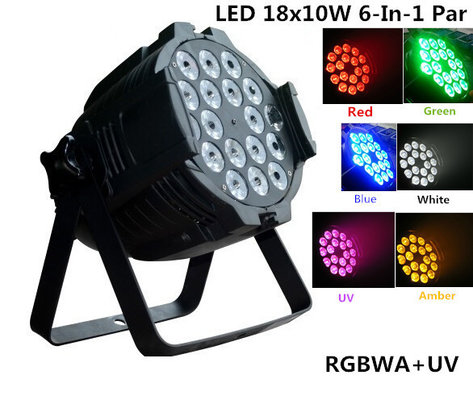 Indoor Using Led Par Lights , LED 18pcs*18w 6 In 1 RGBWA+UV Par Light