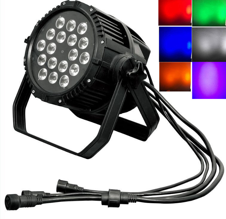 IP66 Waterproof Digital Display LED 18Bulbs x 18W Balck Cast RGBWA+UV Par Light