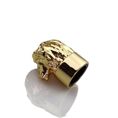 Gold Decorative Zinc Alloy Lion Head Perfume Bottle Cap For Cologne Package supplier