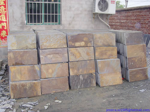China Cheapest Natural Rusty Rust Yellow Slate Tile Floor roof tile