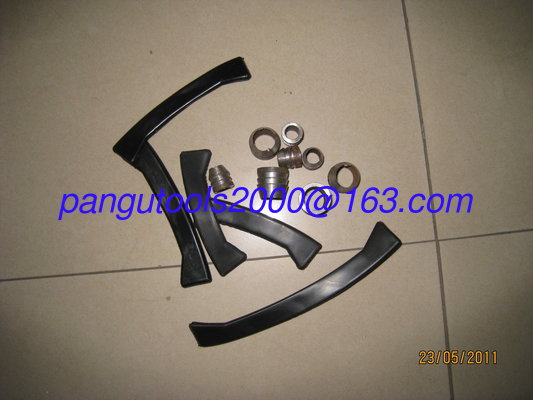 Rubber edge protectors and round stelel wedge for axes, hatchets and splitting mauls