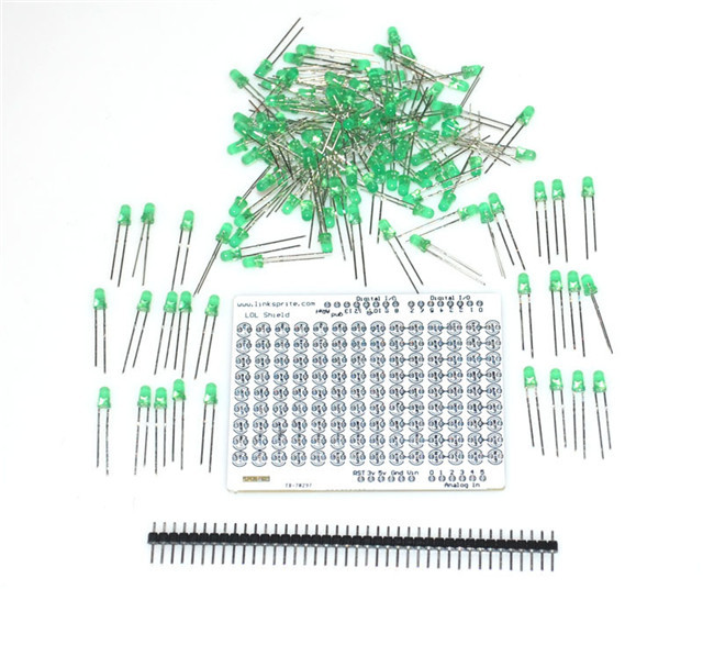 LoL Shield  (include:1 × LoL Shield PCB 126× 3mm LED Green 1 × 2.54MM Spacing 1*40P Single Row Female Needle)
