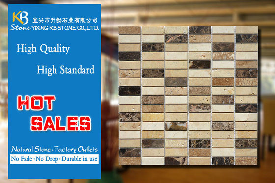 Kitchen Travertine Marble Mosaic Tiles Mixed Beige And Dark Emperador