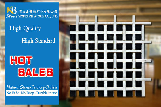 Black Square Basketweave Marble Mosaic Tile Polished 12 X 12 Flooring