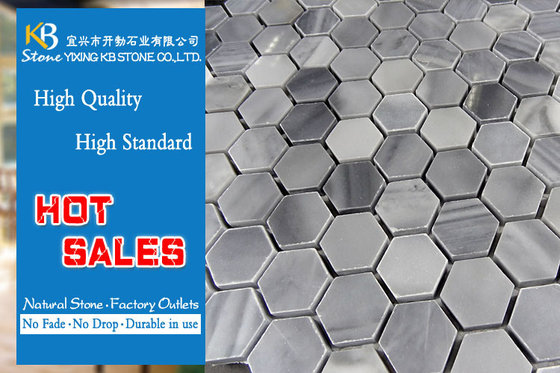 Small Hexagon Italy Grey Marble Mosaic Tiles For House Wall