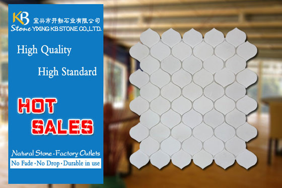White Mosaic Tiles China White Marble Peach Shaped For Kitchen Hotel