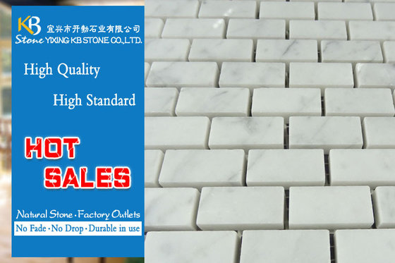 Subway Marble Mosaic Tiles White Bathroom Tiles Tumbling Fiber Mesh