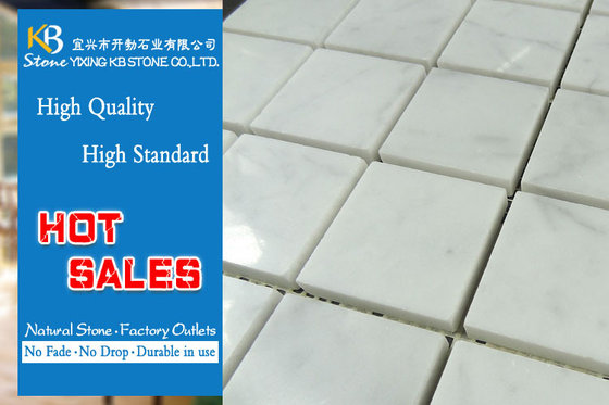 48*48mm Building Marble Mosaic Tile Sheets Fiber Mesh Mounted On