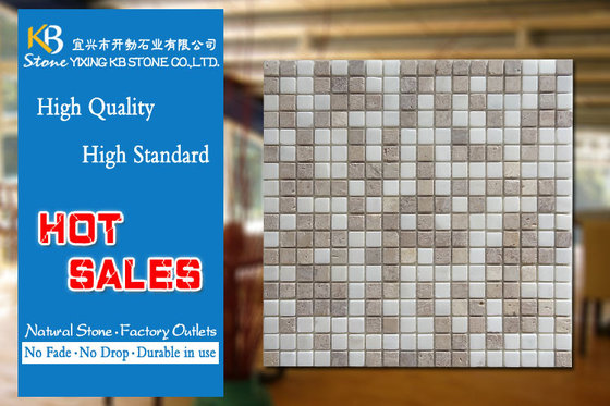 Beige Kitchen Wall Travertine Marble Mosaic Tiles White Marble Floor Tiles