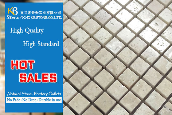 Natural Interior Stone Wall Pictures Marble Mosaic Tiles Cream Beige