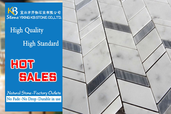 Itailan carrara white mixed grey marble mosaic tile sheets badge