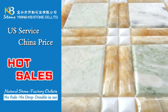 Yellow onyx marble mixed green onyx square mosaic tv background  tiles