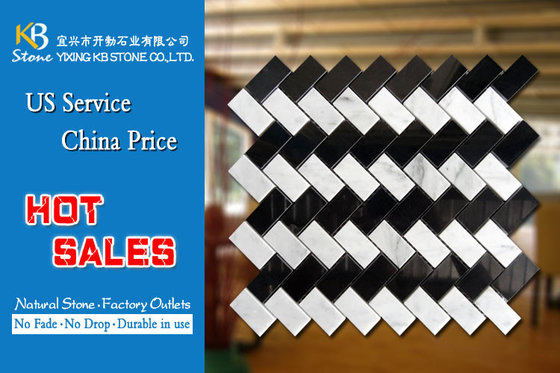 Black and white marble mosaic tiles nature kitchen decoration