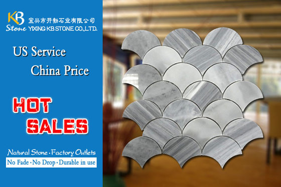 TV background wall interior marble wall fishscale shape design grey tiles