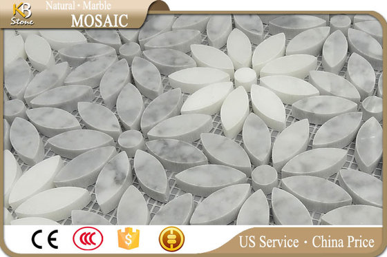 White grey aterjet marble mosaic decorative mosaic tiles polished
