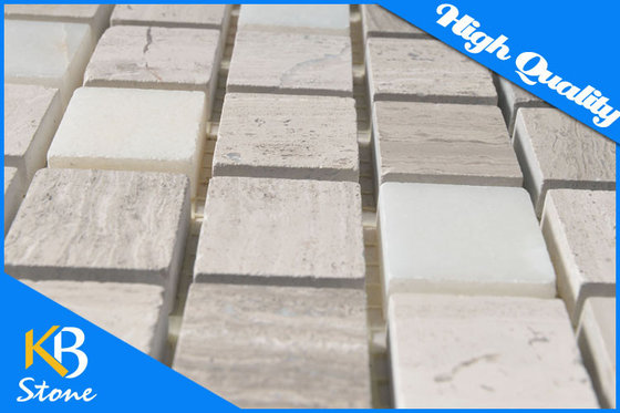 Honed Square Marble Mosaic Tiles For Kitchen Backsplash / Bathroom Tile Sheet