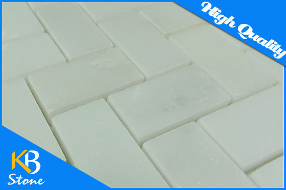 China White Italian Carrera Marble Herringbone Mosaic Tile 1 x 2 Polished