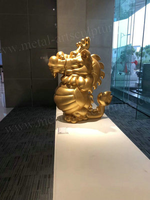 Dragon Painted Cartoon Metal Animal Sculptures Stainless Steel As Hotel Lobby Display