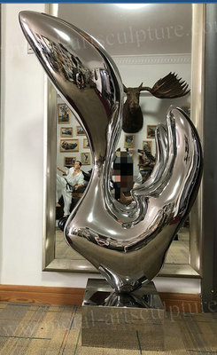 Modern Design Artwork Steel Garden Sculpture With Abstract Mirror Surface Finish