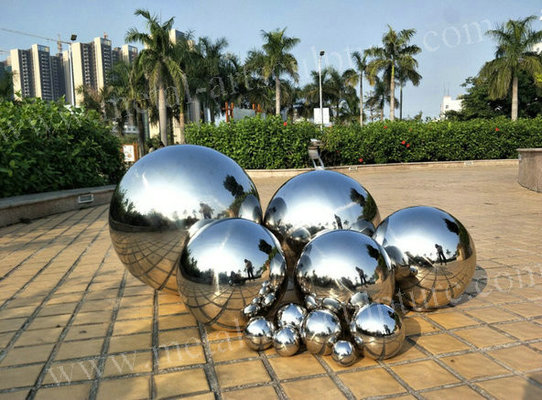 Modern Artwork Stainless Steel Ball Sculpture Mirror Polished Surface Customized Size