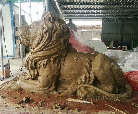 Contemporary Bronze Sculpture , Animal Style Small Bronze Lion Statue