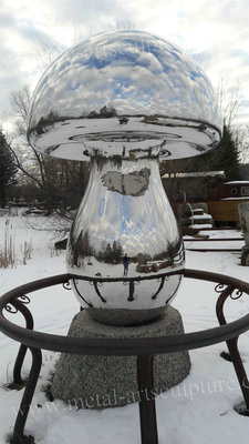 Mirror Polish Stainless Steel Sculpture Mushroom Shaped Large Outdoor Garden Statues