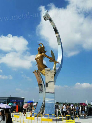 Square Decorative Metal Mermaid Sculpture Customized Stainless Steel Garden Ornaments
