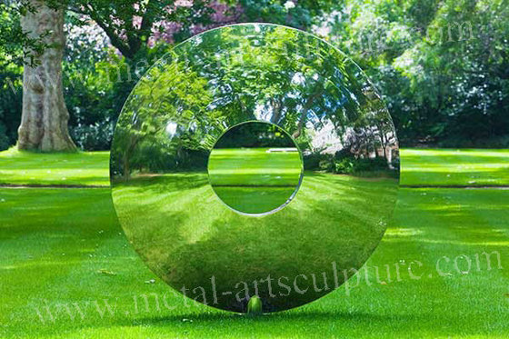 Stainless Steel Circle Sculpture As Lawn Decor , Wonderful Large Outdoor Sculpture