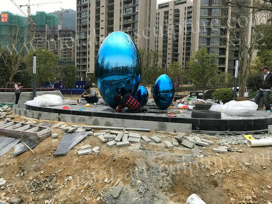 Art Painted Modern Outdoor Sculpture Welded Ball Shape Metal Garden Statues