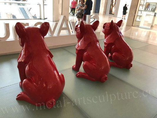 Painted Fiberglass Pig Statue Red Color Cool Design For Shopping Mall Decor