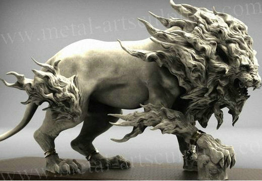 Yard Ornaments Fiberglass Animal Sculptures Abstract Roaring Lion Sculpture