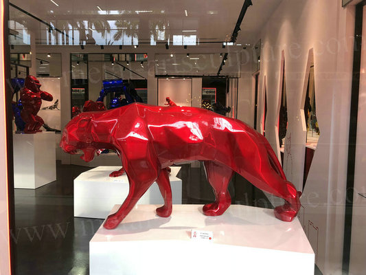 Leopard Shaped Fiberglass Animal Sculptures For Gallery Display / Art Collectibles