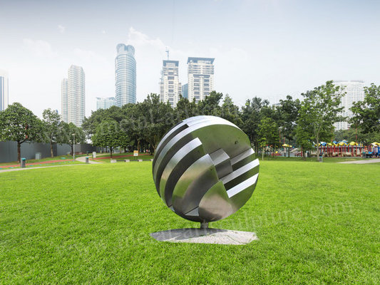 Creative Globe Metal Art Sculpture Stainless Steel Matte Finish Outdoor Square Decoration