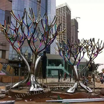 Stainless Park Tree Abstract Steel Sculpture With Electroplating And Polished Surface